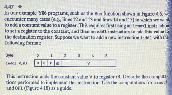 4.47 In our example Y86 programs, such as the Sum | Chegg.com
