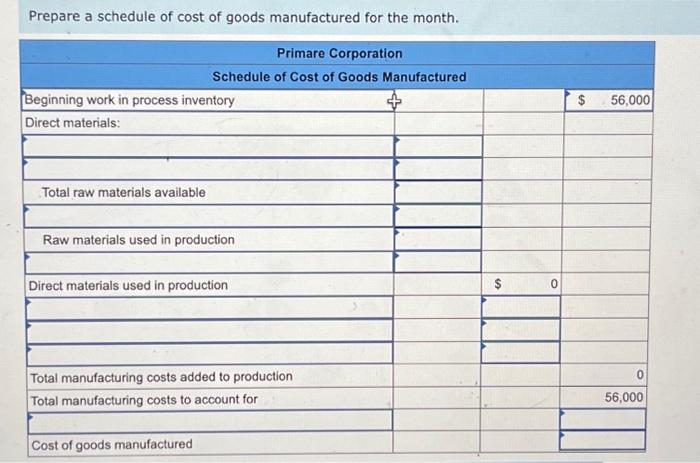 Solved Prepare a schedule of cost of goods manufactured | Chegg.com