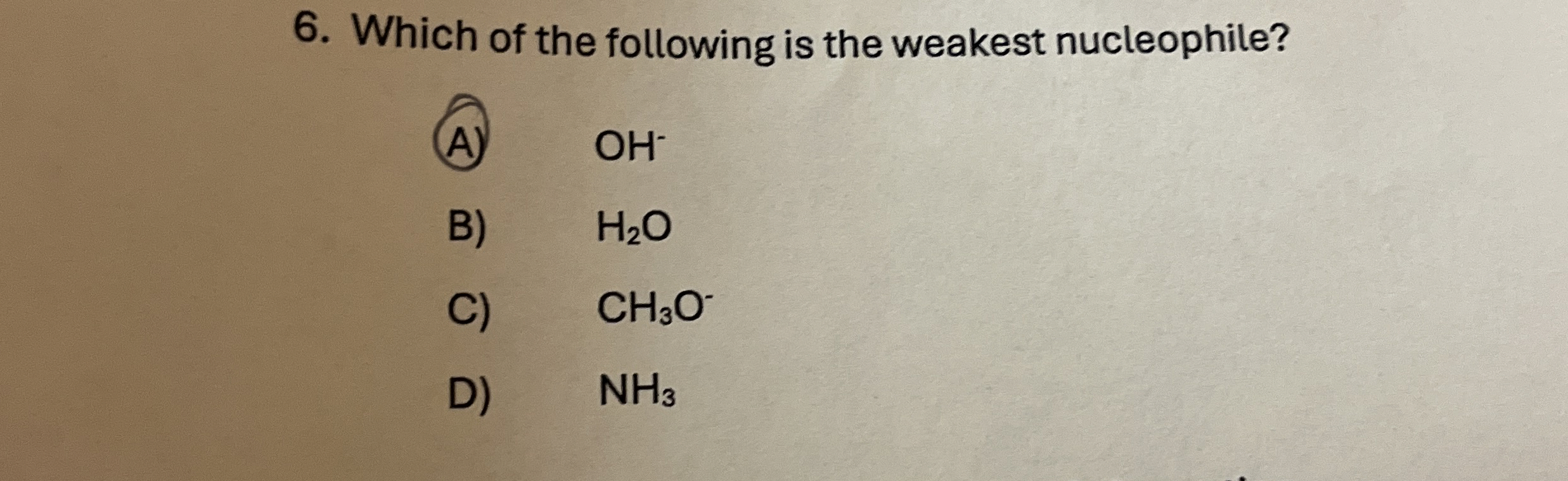 Solved Which of the following is the weakest | Chegg.com
