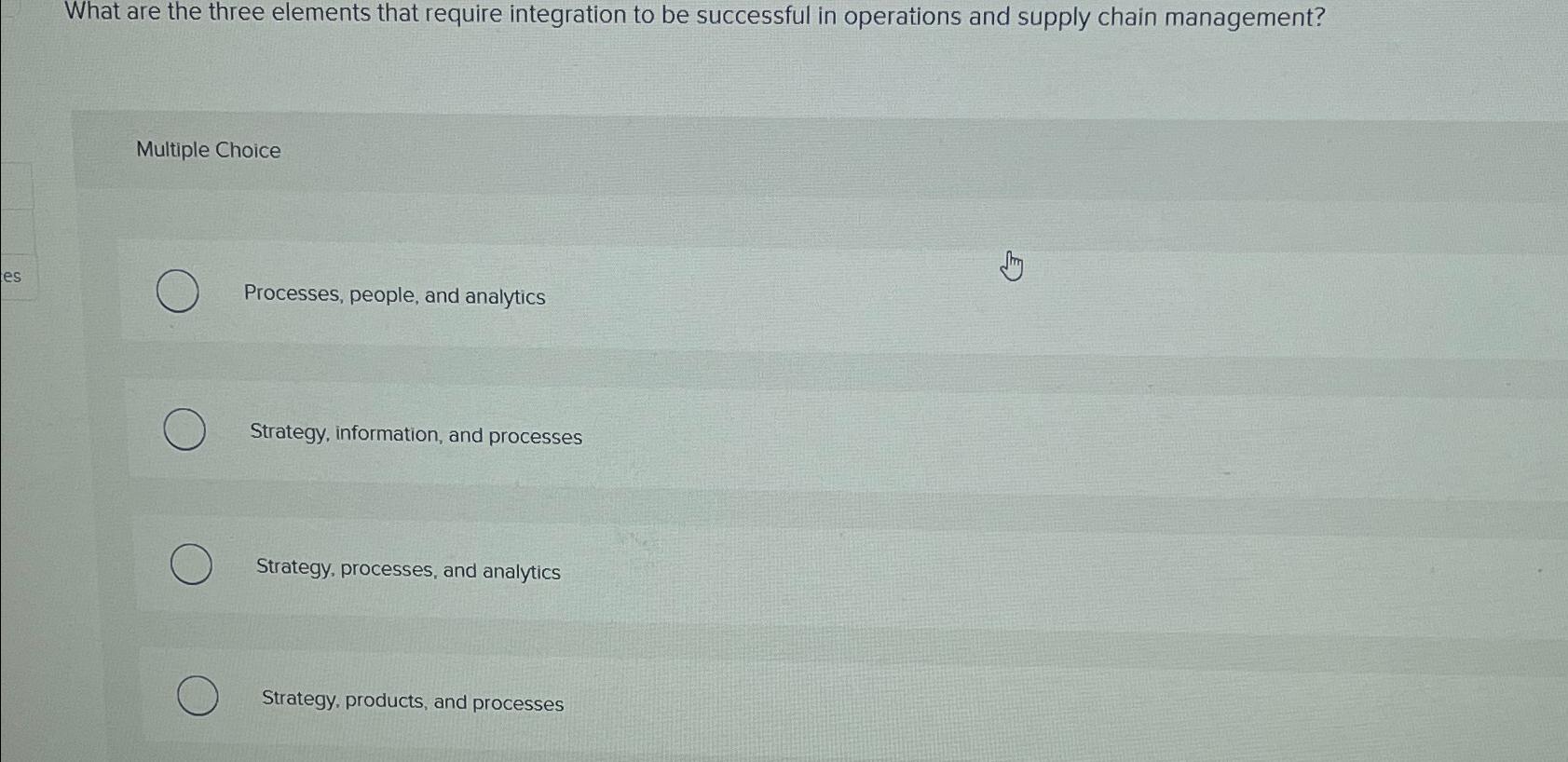 Solved What are the three elements that require integration | Chegg.com