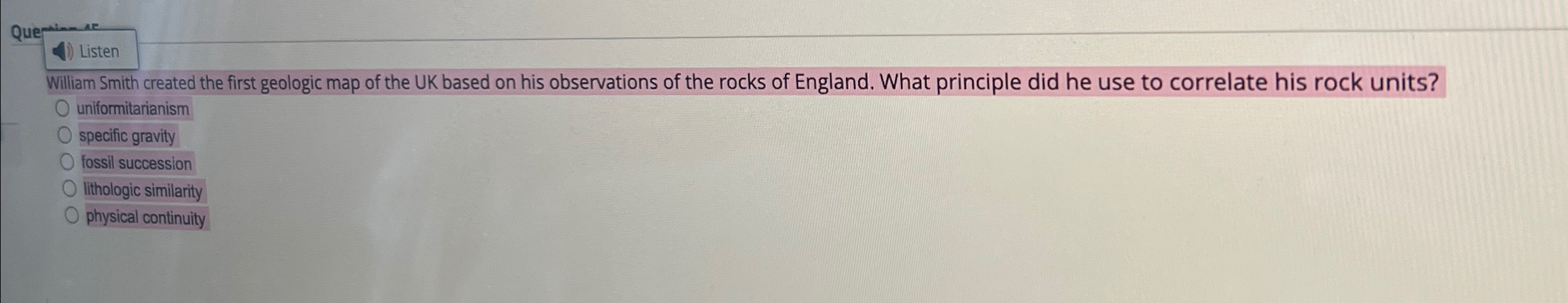 Solved QueListenWilliam Smith created the first geologic map | Chegg.com