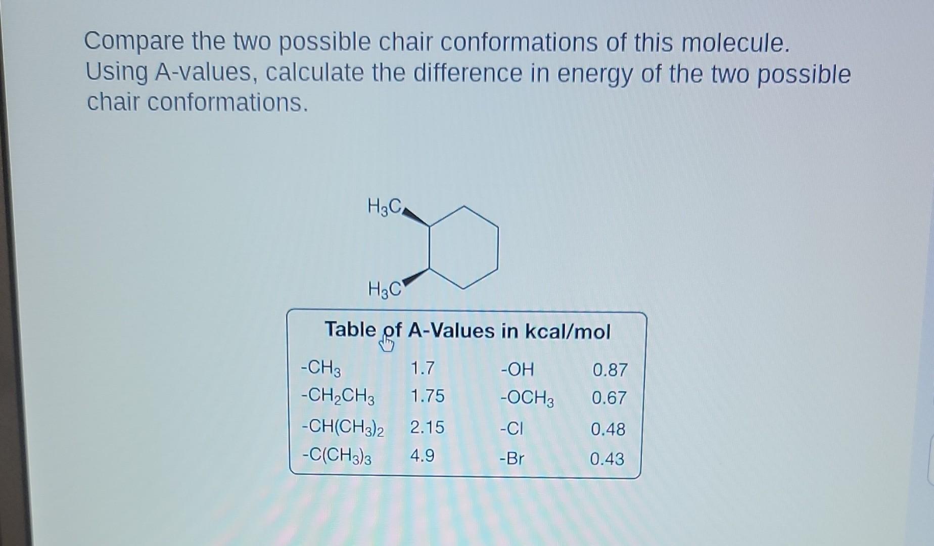 Solved Compare the two possible chair conformations of this | Chegg.com