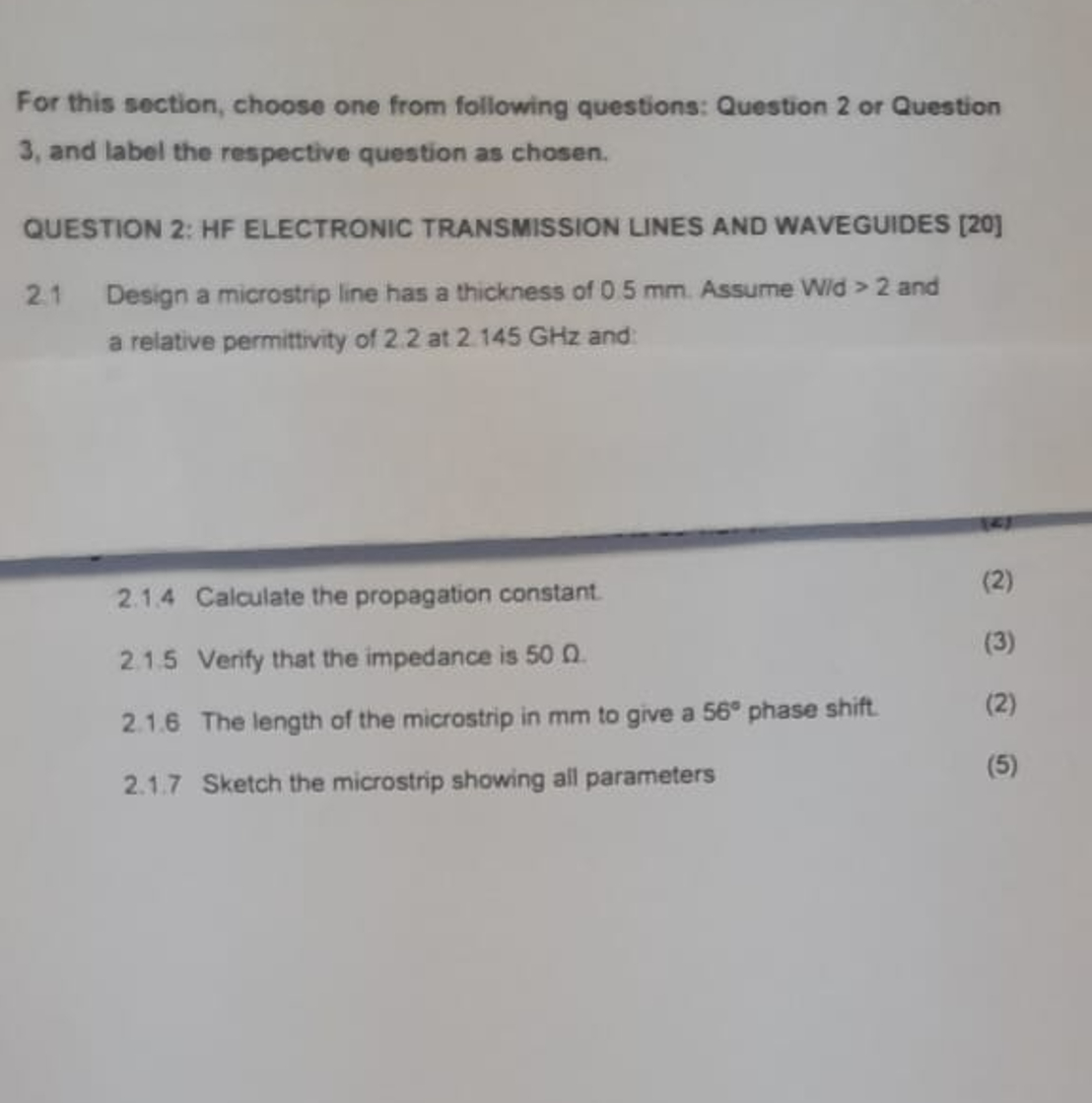 Solved Design a microstrip line has a thickness of 0.5 ﻿mm. | Chegg.com
