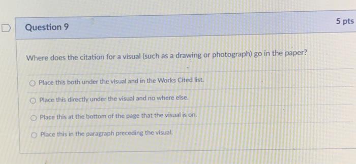 Where does the citation for a visual (such as a | Chegg.com