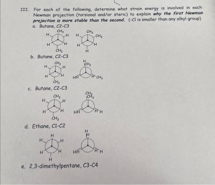 Solved III. For each of the following, determine what strain | Chegg.com