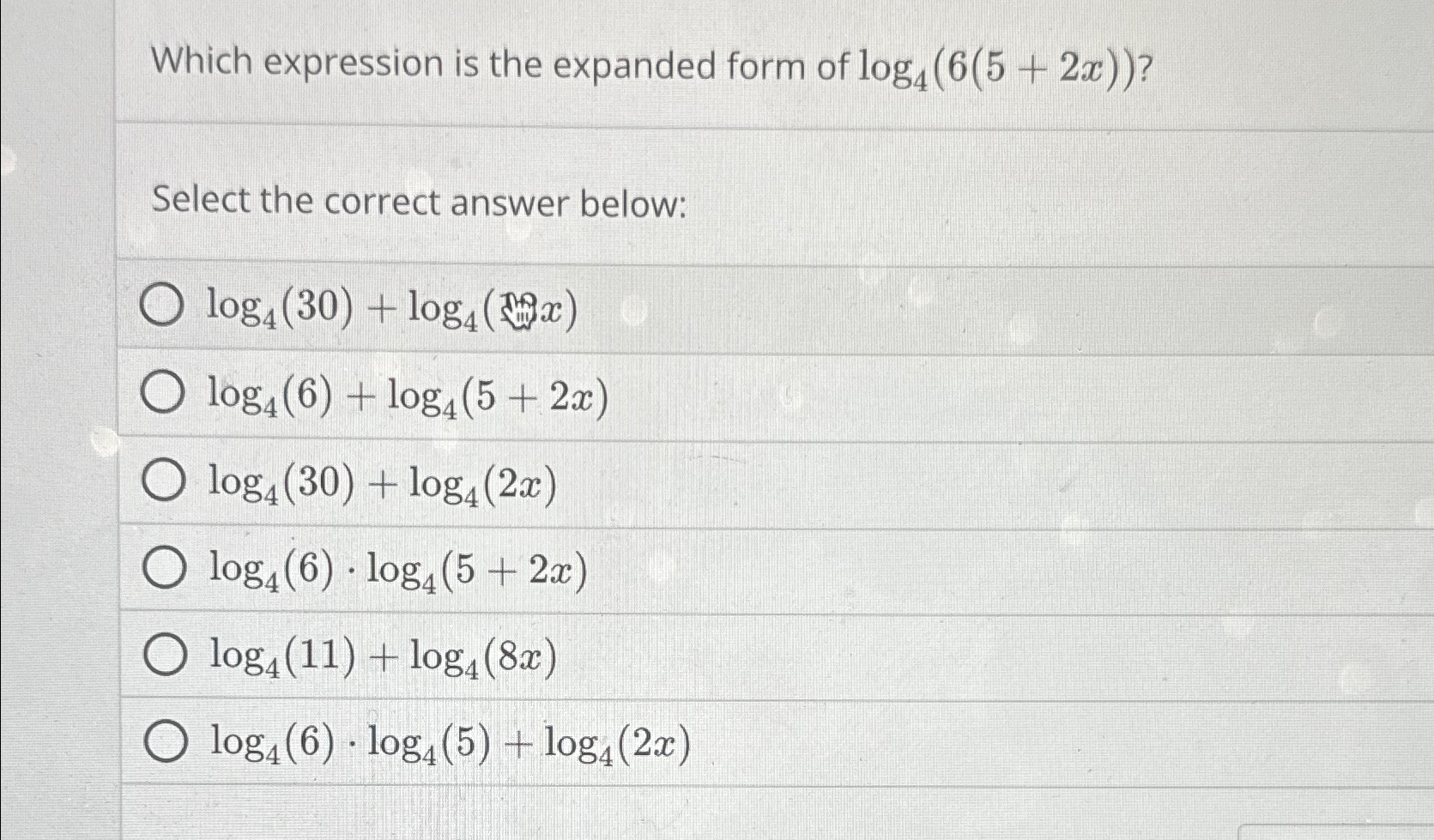 Solved Which expression is the expanded form of | Chegg.com