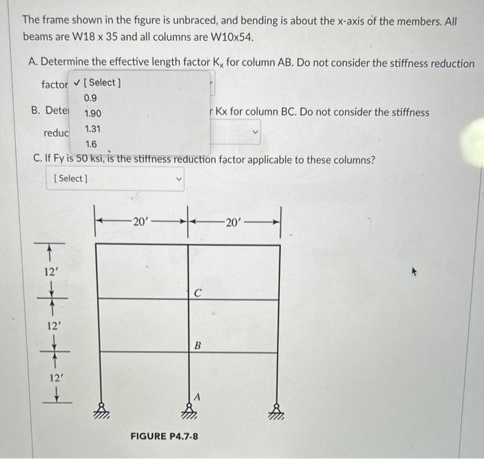 Solved The frame shown in the figure is unbraced, and | Chegg.com