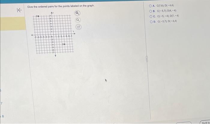 Solved Give the ordered pairs tor the points labeled on the | Chegg.com
