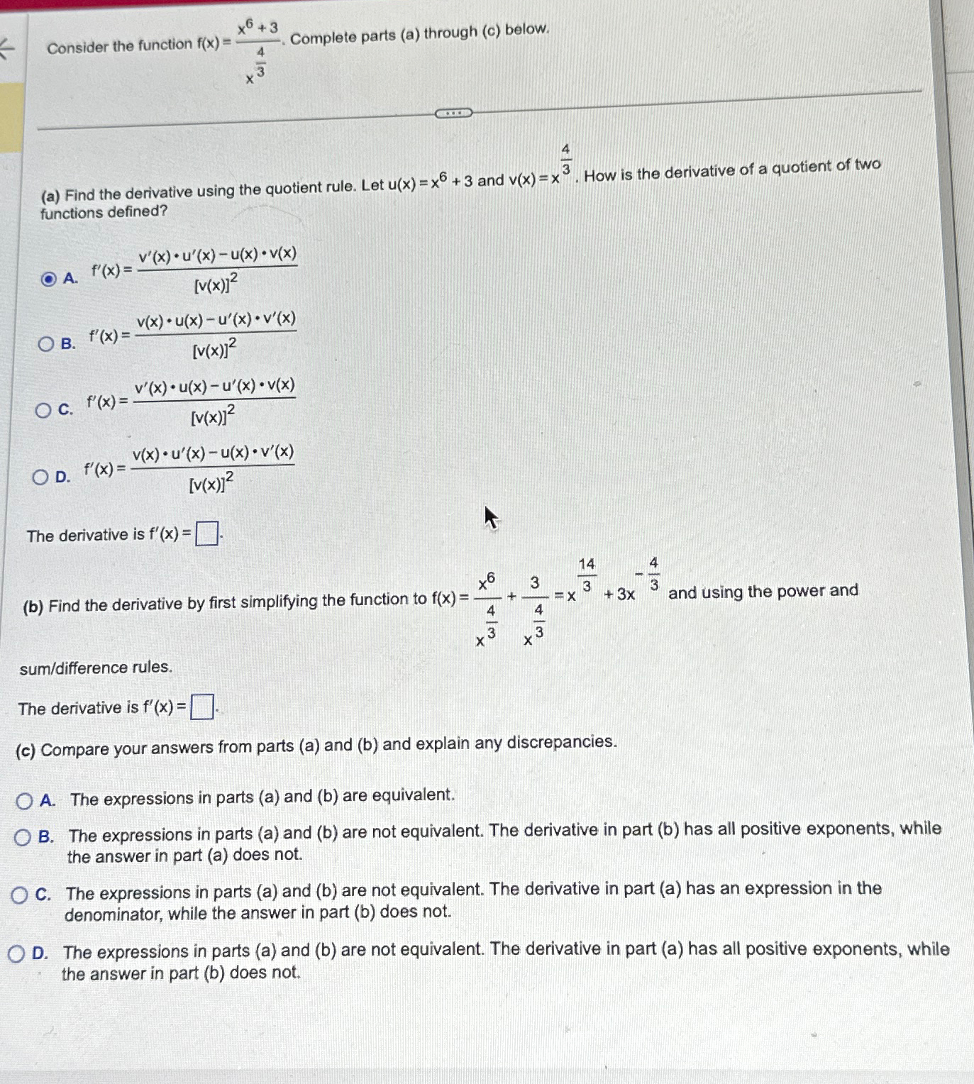 Solved Consider the function f(x)=x6+3x43. ﻿Complete parts | Chegg.com