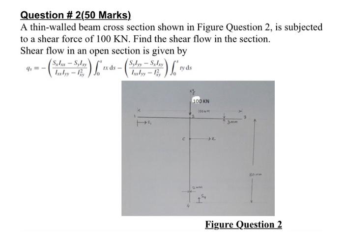 Solved Question #2(50 Marks) A thin-walled beam cross | Chegg.com