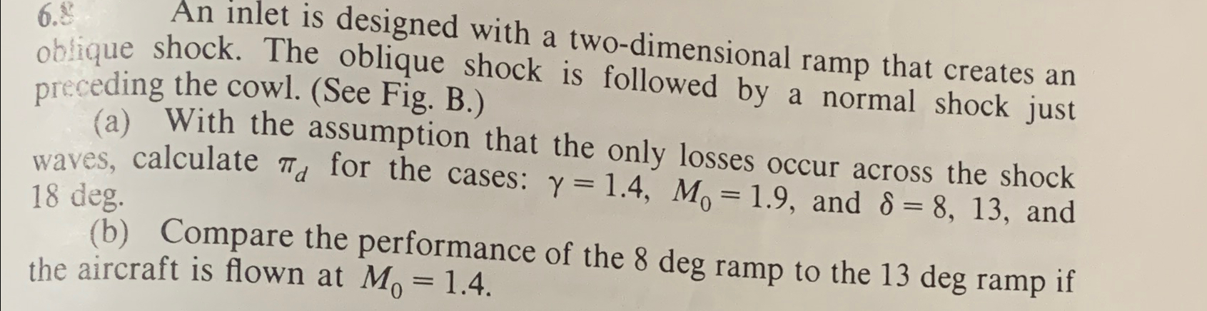 6.8 ﻿An inlet is designed with a two-dimensional ramp | Chegg.com