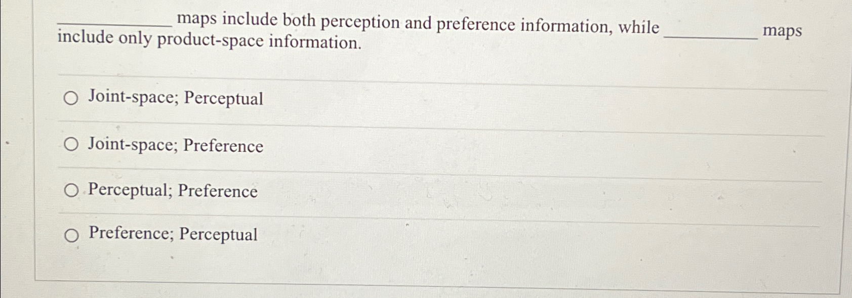 Solved maps include both perception and preference | Chegg.com