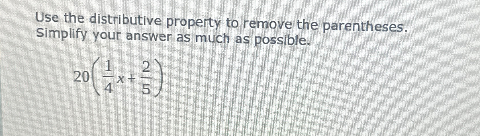 Solved Use the distributive property to remove the | Chegg.com