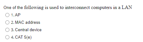 Solved One of the following is used to interconnect | Chegg.com