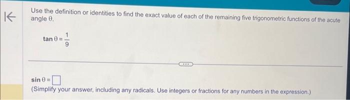 Solved Use the definition or identities to find the exact | Chegg.com