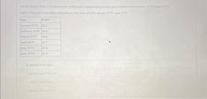 Solved Use the data in Table 2 to experss the continuously | Chegg.com