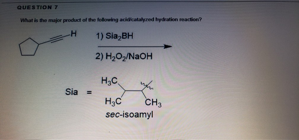 Solved QUESTION 7 What is the major product of the following | Chegg.com