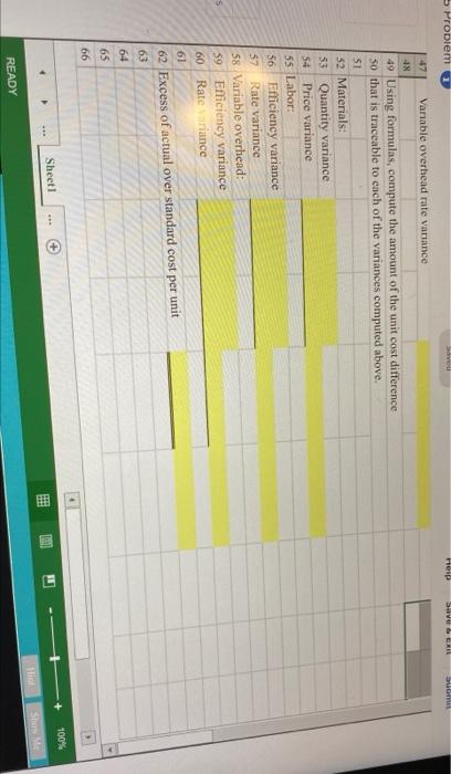 Solved Excel SIM: Basic Variance Analysis and the impact of | Chegg.com