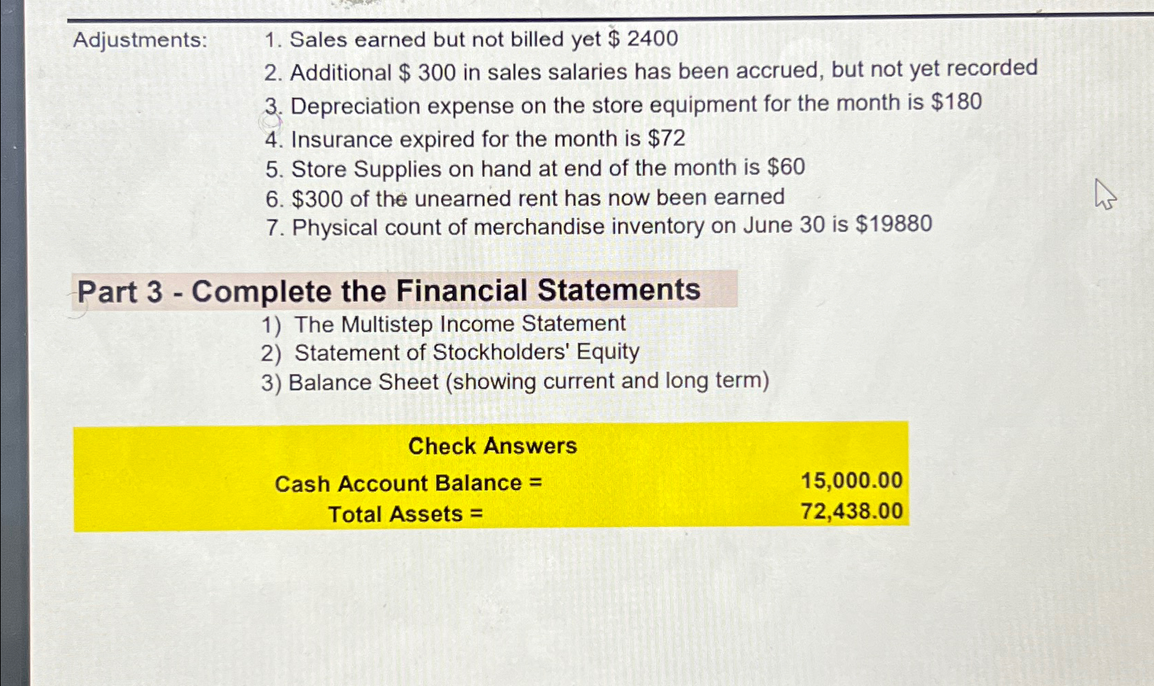 Solved Adjustments:Sales earned but not billed yet | Chegg.com