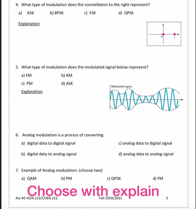 Solved 4. What type of modulation does the constellation to | Chegg.com