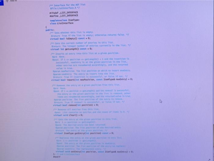 Solved C++ Question: Write an implementation of the ADT list | Chegg.com