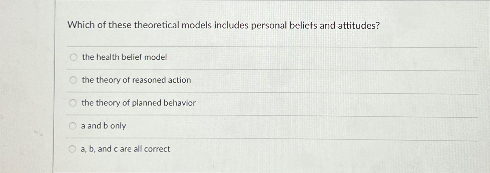 Solved Which of these theoretical models includes personal | Chegg.com