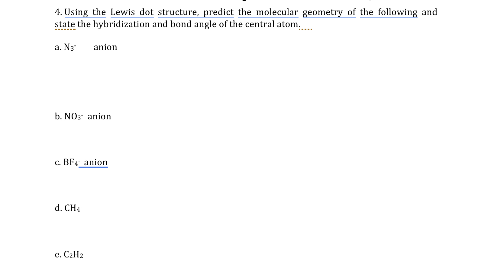 Solved Using the Lewis dot structure, predict the molecular | Chegg.com