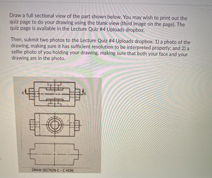 Solved Draw a full sectional view of the part shown below. | Chegg.com