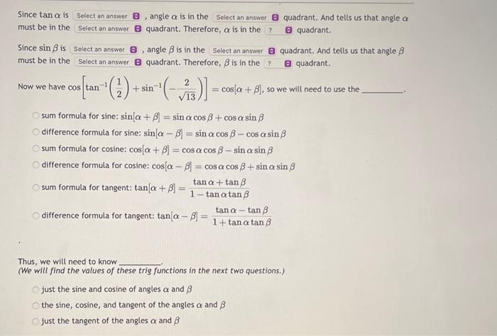 Part 1: Set-up α and β, and identify what formula and | Chegg.com