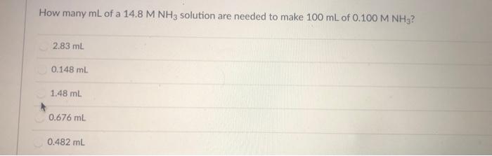 Solved How many mL of a 14.8 M NH3 solution are needed to | Chegg.com