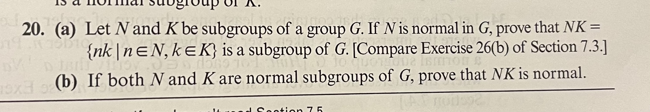 #20 (a) ﻿Let N ﻿and K ﻿be subgroups of a group G. ﻿If | Chegg.com