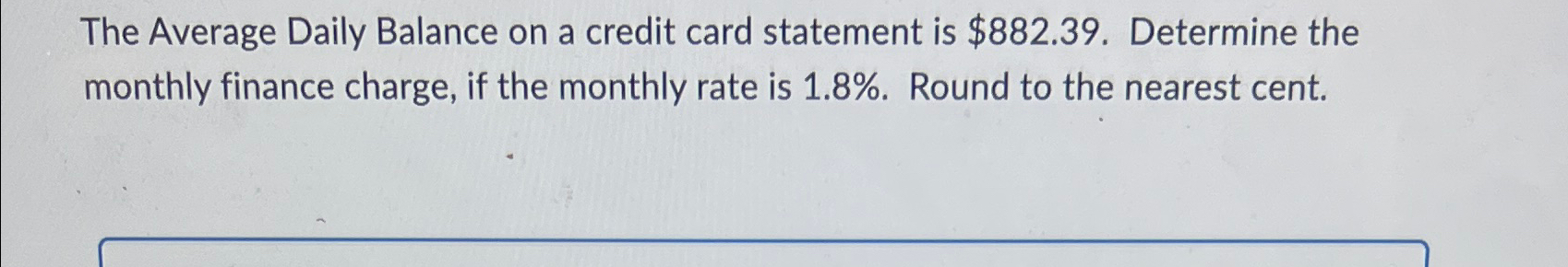 Solved The Average Daily Balance on a credit card statement | Chegg.com