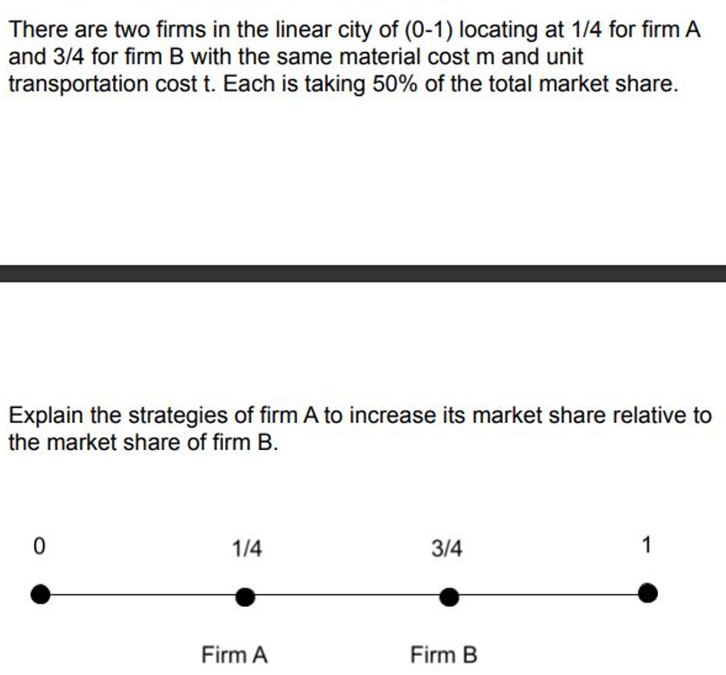 Solved There are two firms in the linear city of (0-1) | Chegg.com