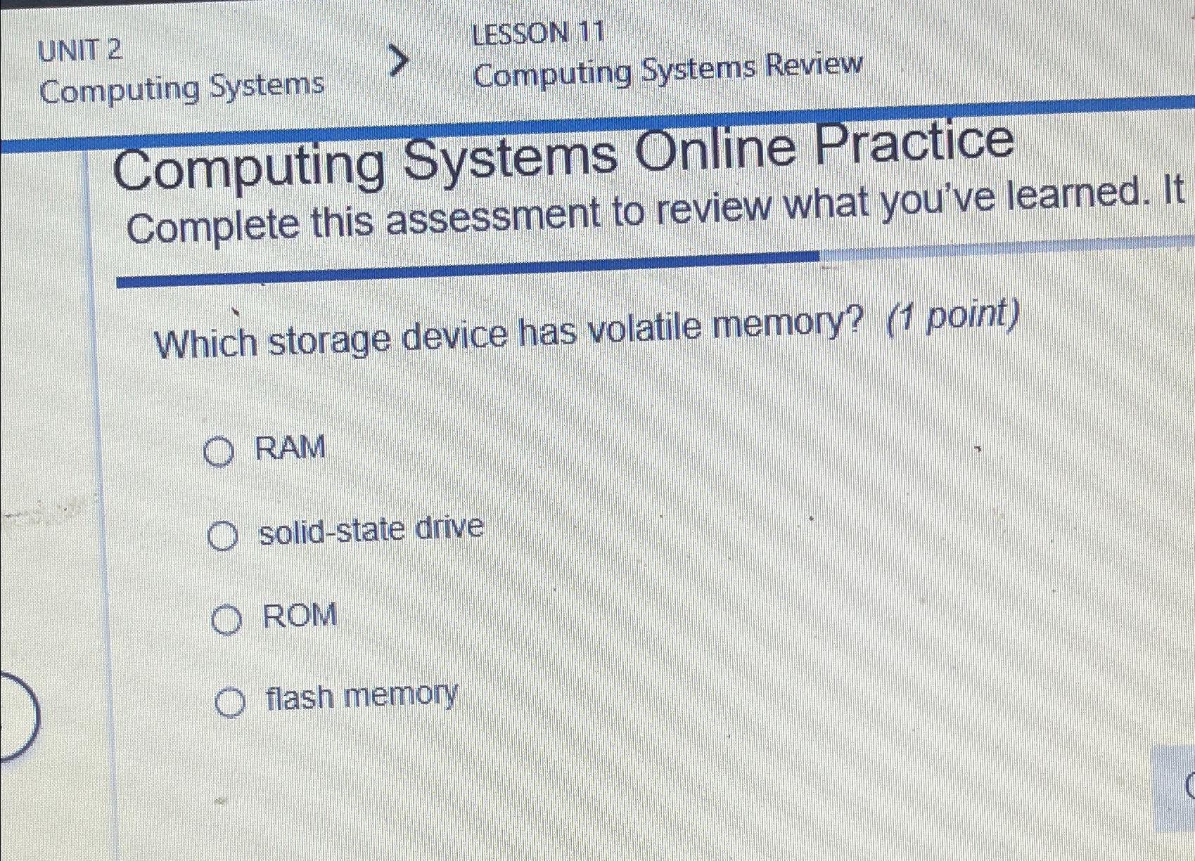 Solved UNIT 2LESSON 11Computing SystemsComputing Systems | Chegg.com
