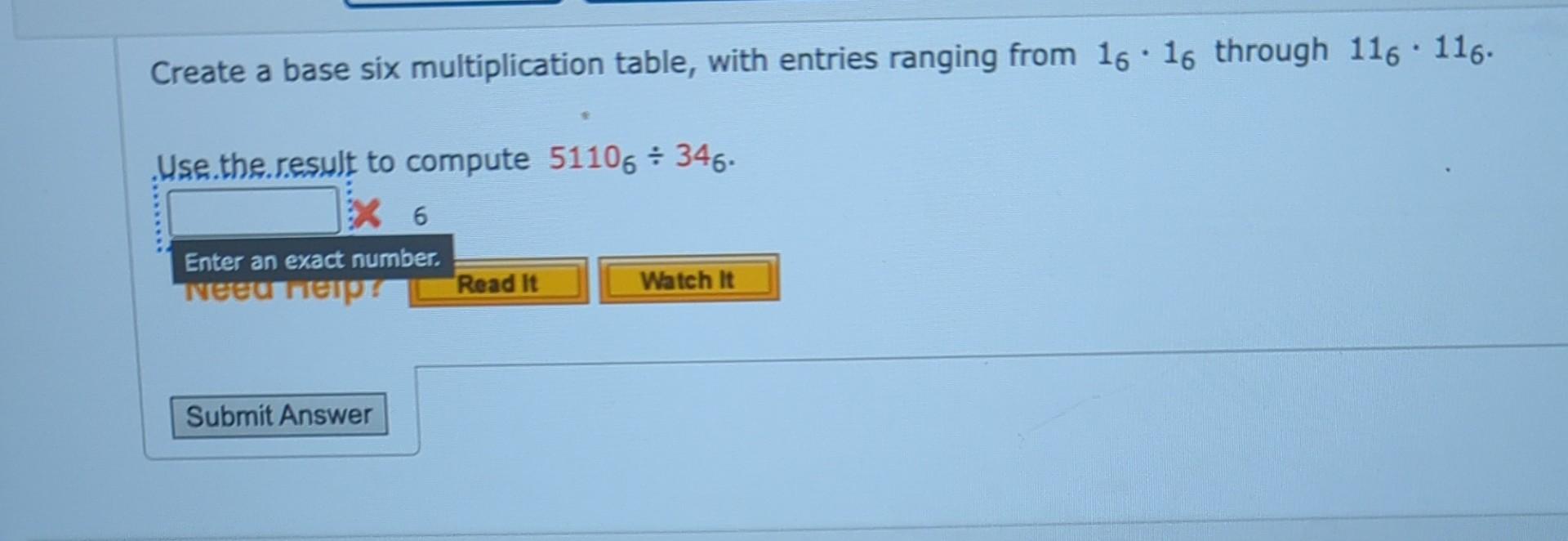 Solved Create a base six multiplication table, with entries | Chegg.com