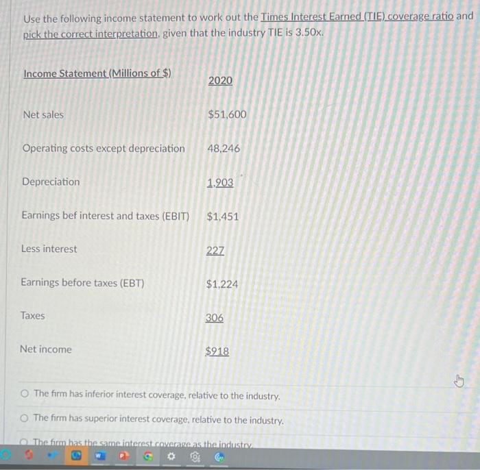 Solved Use the following income statement to work out the | Chegg.com