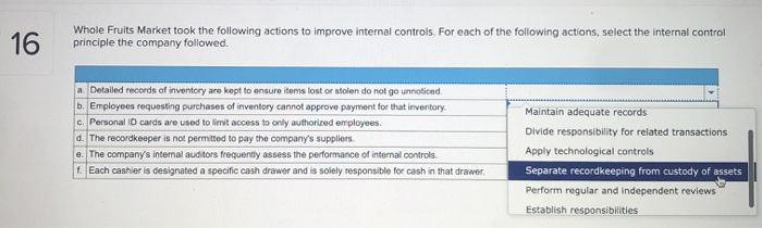 Solved Whole Fruits Market took the following actions to | Chegg.com