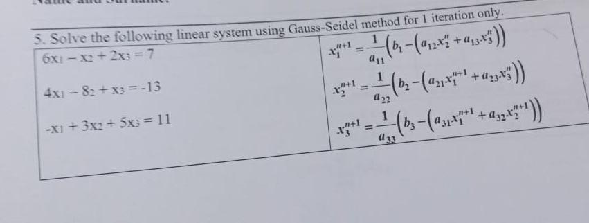 Solved 5. Solve the following linear system using | Chegg.com