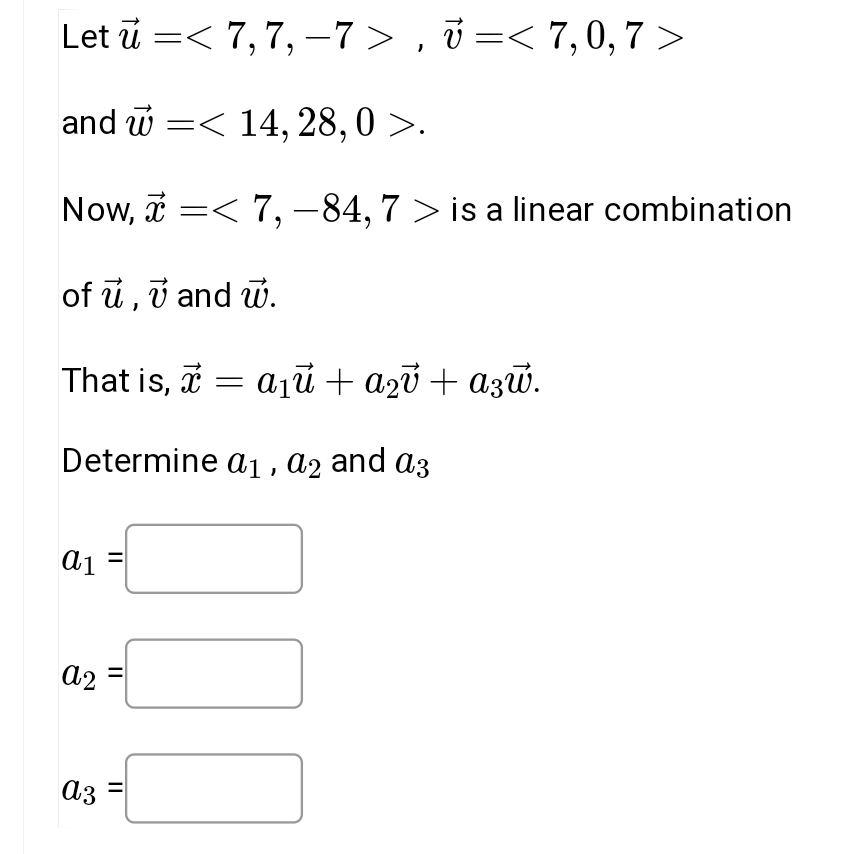Solved Let vec(u)= ,vec(v)= ﻿and | Chegg.com