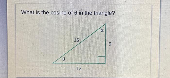 Solved What is the cosine of θ in the triangle? | Chegg.com