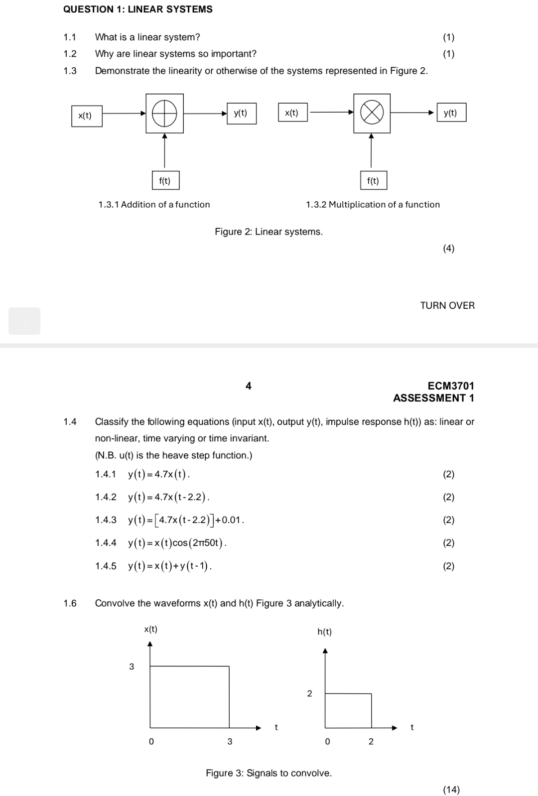 Solved QUESTION 1: LINEAR SYSTEMS1.1 ﻿What is a linear | Chegg.com