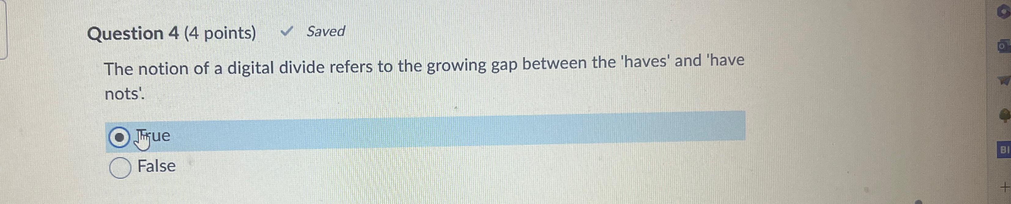 Solved Question 4 (4 ﻿points) ﻿SavedThe notion of a digital | Chegg.com