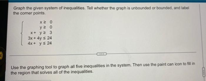 Solved Graph the given system of inequalities. Tell whether | Chegg.com