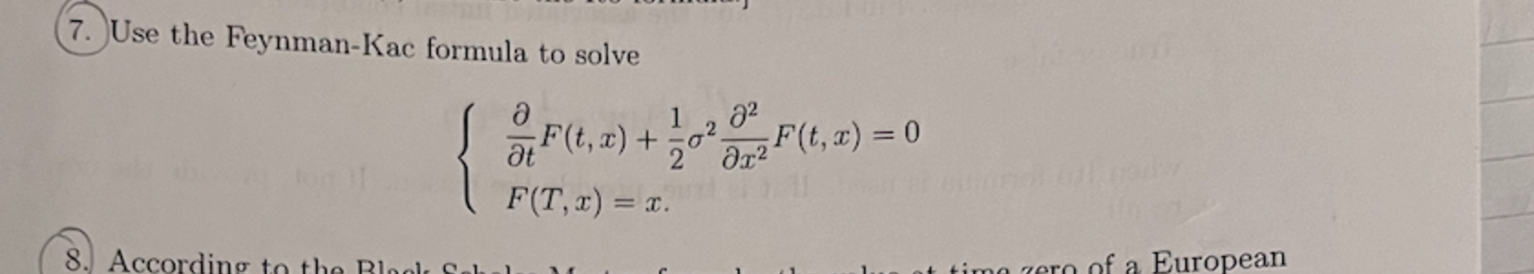 Solved Use the Feynman-Kac formula to | Chegg.com