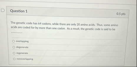 Solved Question 10.5 ﻿ptsThe genetic code has 64 ﻿codons, | Chegg.com