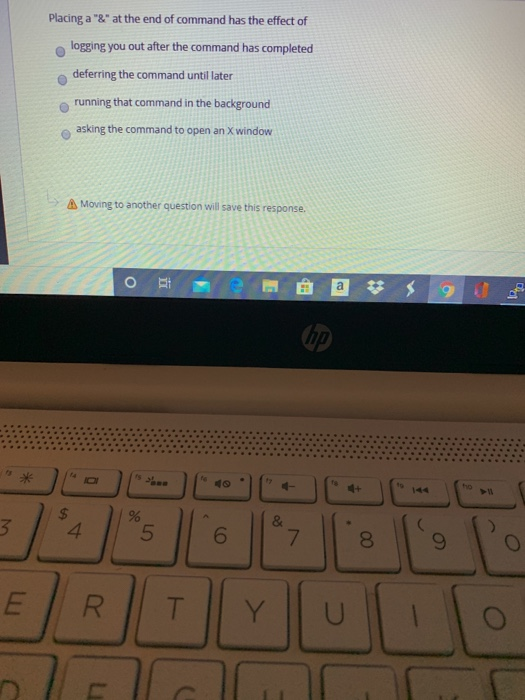 Solved Placing a "&" at the end of command has the effect of | Chegg.com