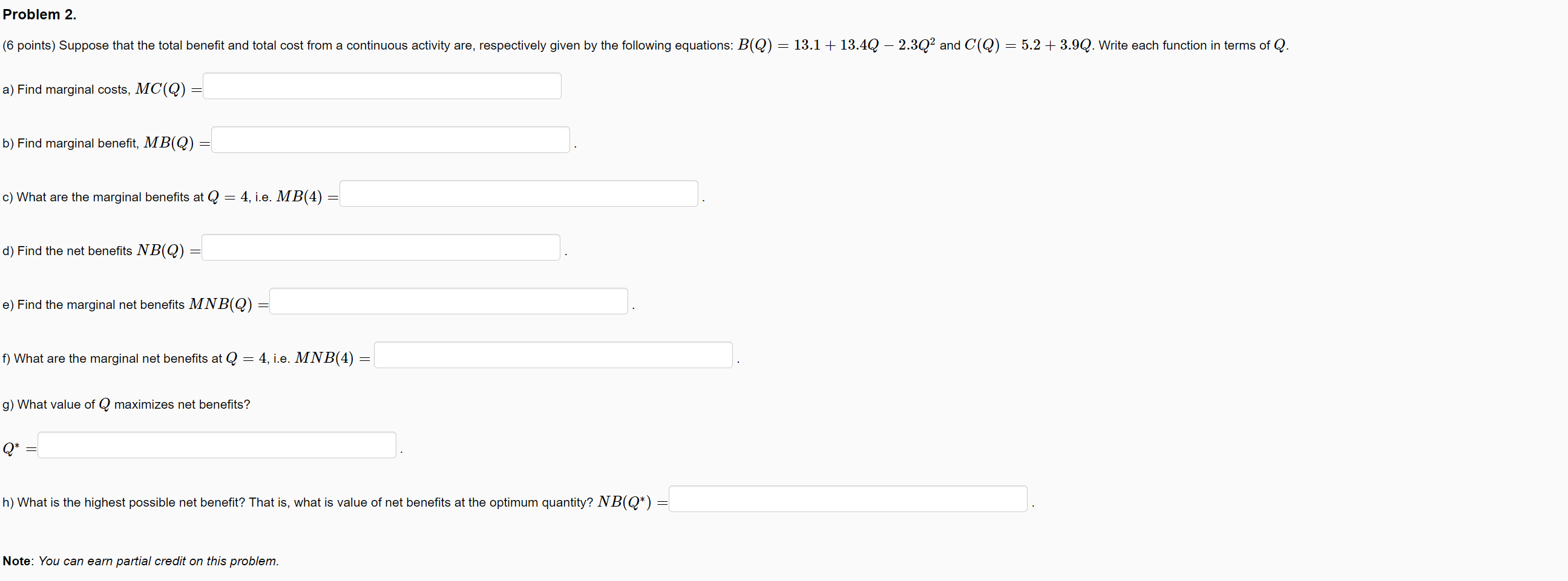 Solved Problem 2.(6 ﻿points) ﻿Suppose that the total benefit | Chegg.com