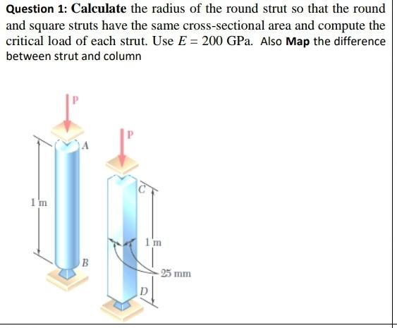 Solved Question 1: Calculate the radius of the round strut | Chegg.com