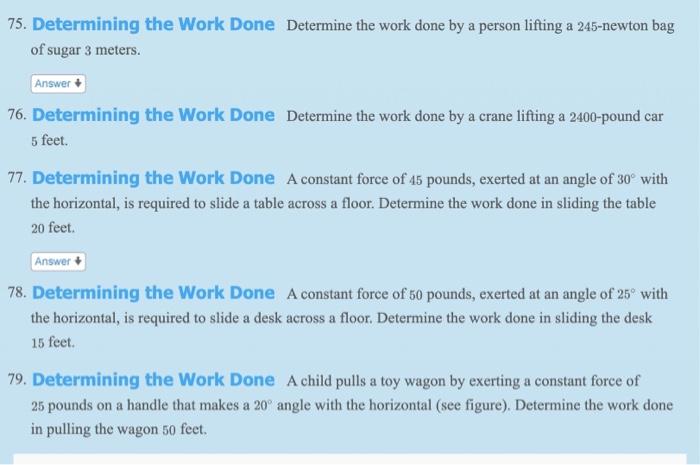 Solved 75. Determining the Work Done Determine the work done | Chegg.com