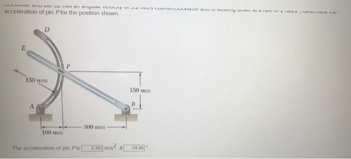 Solved The motion of pin Pis guided by slots cut in rods AD | Chegg.com